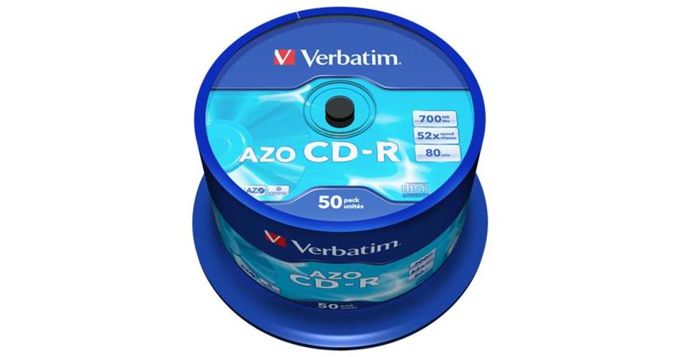 CD-R lemez, Crystal bevonat, AZO, 700MB, 52x, 50 db, hengeren VERBATIM ...